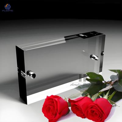 China Strong Magnetic Acrylic Photo Frame Custom Shaped Clear Acrylic Photo Block for sale