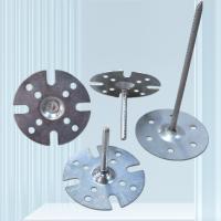 China 50mm Round Perforated Base Insulation Anchor Pins With Self Locking Washers for sale