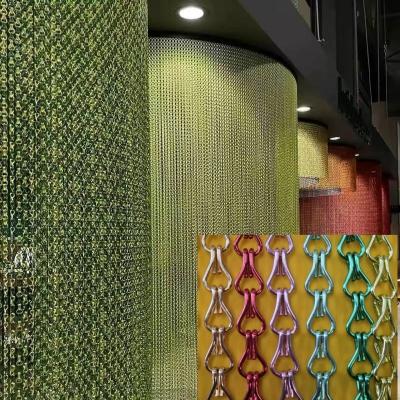 China 12mmx20mm Double Hooks Aluminium Chain Curtain For Decoration Interior Partition Screen for sale