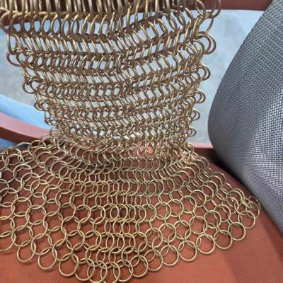 China Gold Color Metal Ring Mesh Stainless Steel For Buildings Facade for sale