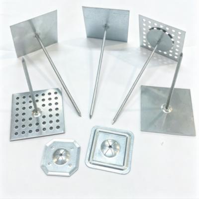 China Rock Wool Self Stick Insulation Pins 50mm Suqare Double PE Foam Base for sale