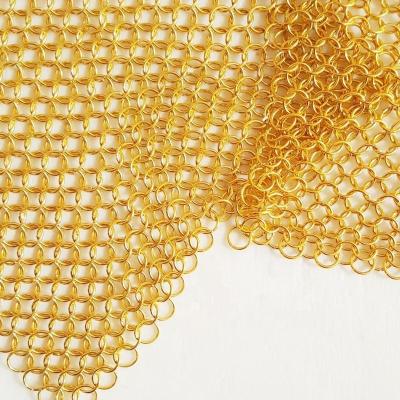 China Copper Plated Chain Mail Mesh Curtain 1.0x8mm Stainless Steel for sale