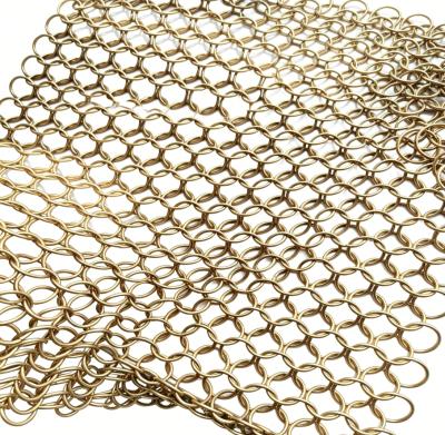 China Custom Chainmail Stainless Steel Mesh Curtain 1.0x8mm With Brass Colors for sale