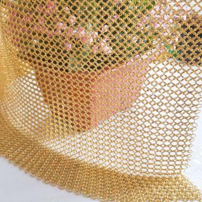 China Metal Chain Link Bronze 3mm Ring Mesh Curtain Stainless Steel With Customized Pattern for sale