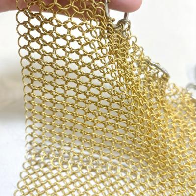 China 0.8x7mm Welded Type Stainless Steel Mesh Curtain For Interior Decoration Ring Mesh Curtain for sale