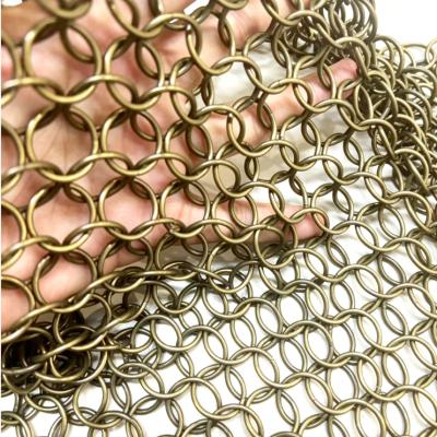 China Copper Color Stainless Steel 10mm Ring Mesh Curtain As Outer Facade Covering for sale