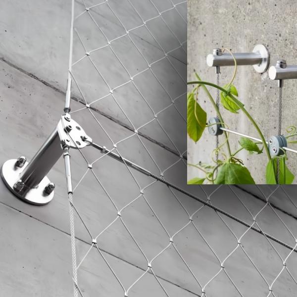 Quality Stainless Steel Rope Green Wall Trellis System Custom Cut & Bend Metal Netting for sale