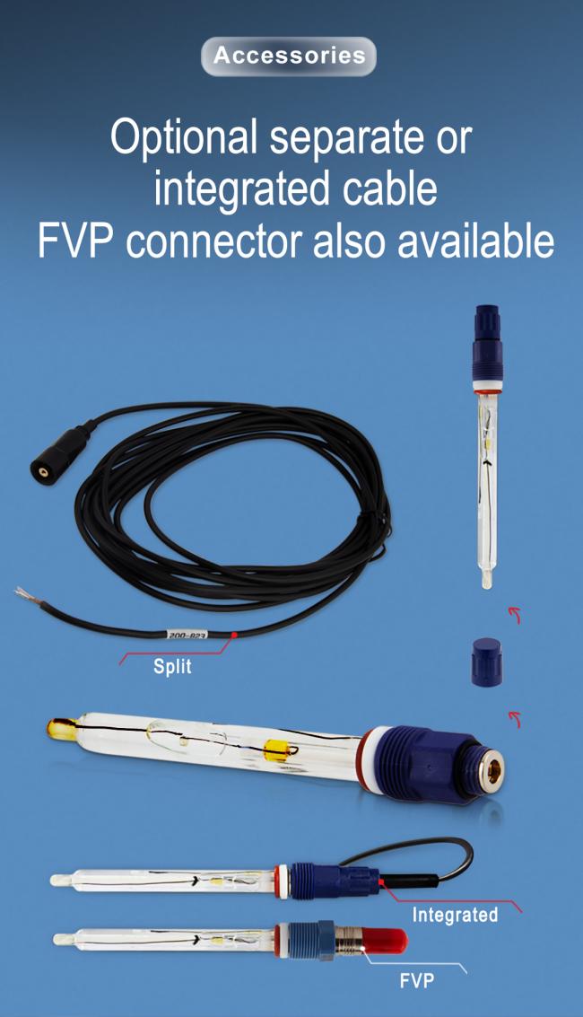 ASP121E glass pH sensor with custom mounting accessories