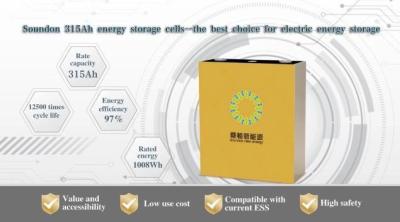 China Commercial Ess 315ah LiFePO4 Batería de litio 3.2V Voltado nominal 12500 veces La vida útil del ciclo en venta