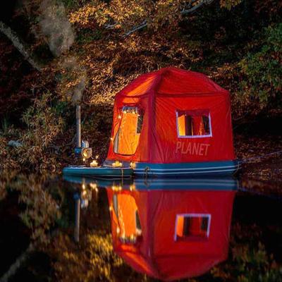 China Outdoor Leisure Inflatable Floating Tent Floating Island Tent PVC Raft Boat for sale