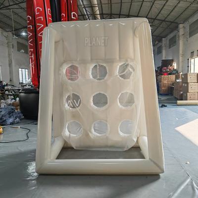 China Customized Carnival Practice Inflatable Football Toss Game Inflatable Soccer Shooting Goal for sale