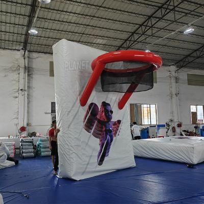 China Attractive Interactive Inflatable Basketball Shootout Game Inflatable Basketball Target Toss Game for sale