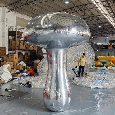China Shiny Big Inflatable Mushroom Model PVC Mushroom Mirror Balls Christmas Decorations for sale
