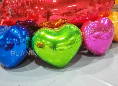 China Outdoor Event Reflective PVC Decoration Airtight Inflatable Mirror Heart With Colorful Color for sale