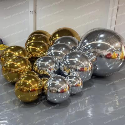 China Giant Hanging Silver Reflective Inflatable Mirror Balloon Indoor Decorative Inflatable Mirror Ball for sale