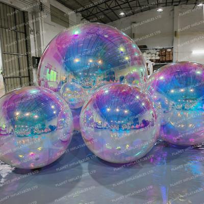 China Giant Iridescent Hanging Sphere Floating Advertising Mirror Ball PVC Inflatable Mirror Balloon for sale