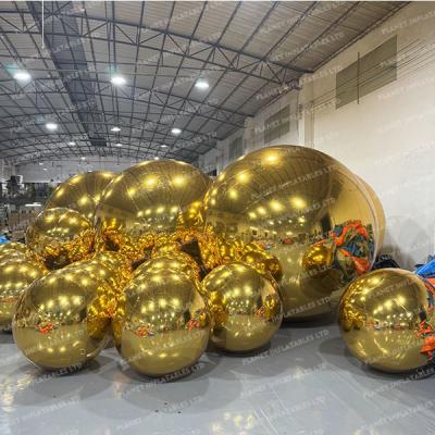 China Large Hanging Gold PVC Mirror Sphere Balloon Disco Ball Inflatable Mirror Ball for Event Decoration for sale