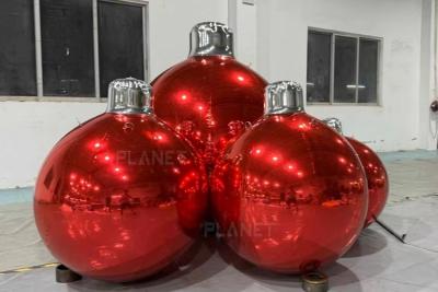 China Giant Double Layer PVC Red Inflatable Christmas Mirror Ball for Decoration for sale