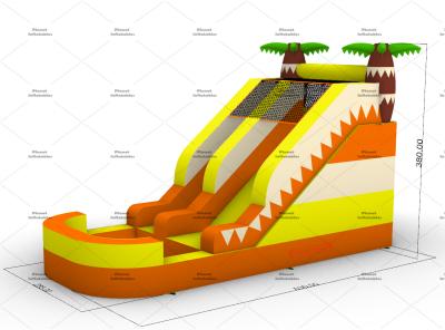 China Backyard Fun Mini Inflatable Water Slide with Swimming Pool Palm Tree Slider Jumping Castle for Kids Party for sale