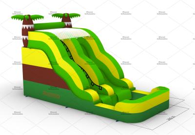 China Custom Kids Palm Tree Mini Inflatable Slip and Slide Water Slide With Pool for Backyard Fun for sale