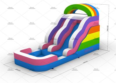 China Colorful Rainbow Arch Inflatable Water Slide with Pool for Backyard and Events for sale