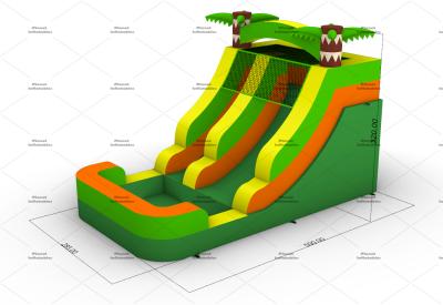 China Wholesale Colorful Palm Beach Inflatable Playground Slide with Pool for Fun for sale