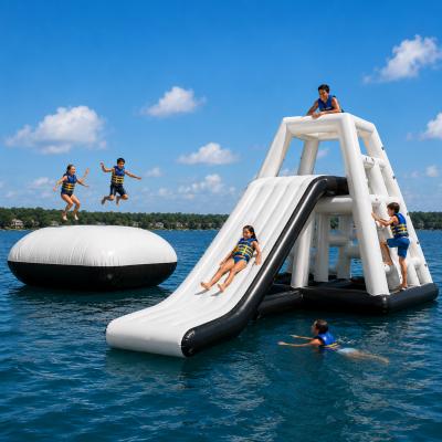 China Commercial Inflatable Water Tower Climbing Slide with Jumping Blob for Lake Water Park for sale
