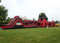 China Super Explorer Inflatable Obstacle Course 25m x 5m Red Commercial Grade with Double Stitching for sale