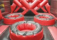 China Super Explorer Inflatable Obstacle Course 25m x 5m Red Commercial Grade with Double Stitching for sale