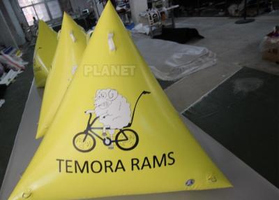 China 1.2m Yellow Tarpaulin Inflatable Triangle Buoy With Custom Logo for sale