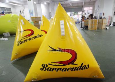 China Triathlon Race 1.2m Yellow Triangle Inflatable Marker Buoy With Logo for sale