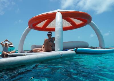 China Water Play Equipment Inflatable Floating Platforms Inflatable Water Floating Island With Tent For Leisure Time for sale