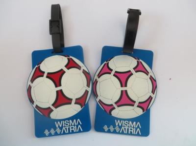 China Etiqueta de encargo del equipaje del viaje del silicón del diseño del fútbol 2D/3D/etiqueta plástica del equipaje del recuerdo para la promoción de la taza de la palabra en venta