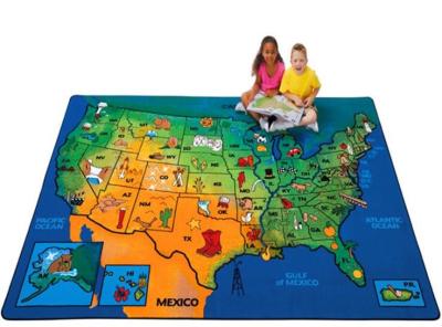 China Estera de nylon del juego del bebé al por mayor de la fábrica con el mapa del mundo impreso para el cuidado de la educación del bebé, talla 100*100 cm en venta