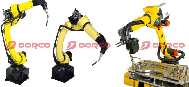 Close-up view of robotic arm components