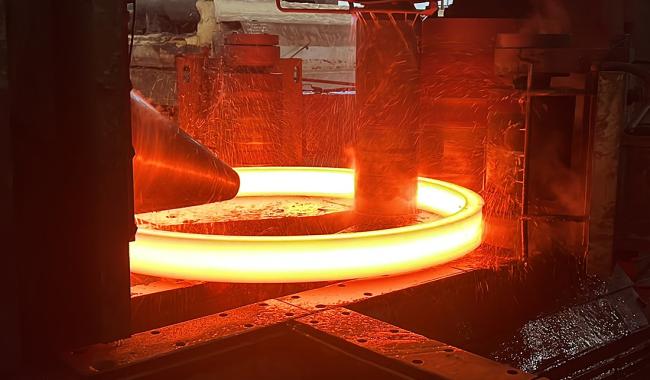 Automated Ring Rolling Machine in operation