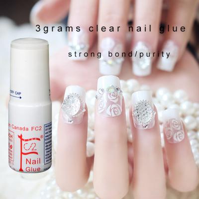 China 3g clear Nail glue cyanoacrylate nail art for sticking fake/artificial nail for sale
