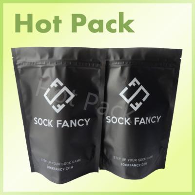 China Sock  Fancy Laminated  Foil Plastic Stand Up Pouch With Black Color for sale