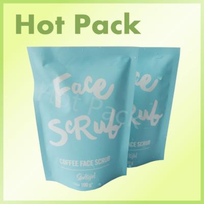 China 100g Coffee Face Scrub Resealable Stand Up Packing Bags With Blue Printing for sale