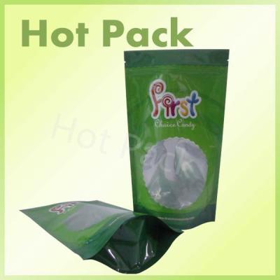 China Food Safety First Choice Candy  Green Printing Stand Up Packaging Pouch for sale