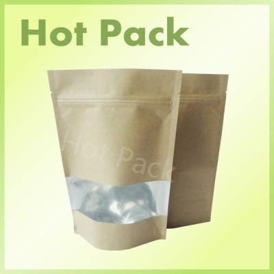 China Aluminum Foil Lined Coated Brown Kraft Packaging Tea Paper Bags with Window for sale