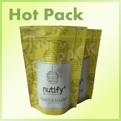 China 500g Nutify Honey / Sesame Resealable Zipper Stand Up Pouch With Yellow Color for sale