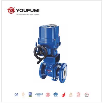Cina PFA ha allineato la valvola a sfera 4Inch 150LBS con l'operatore pneumatico per l'alcali di Chlor in vendita