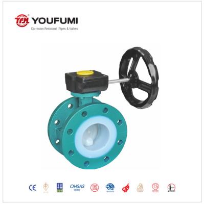 Cina PTFE pieno ha allineato tipo uso petrochimico della flangia della valvola a farfalla il doppio 80mm in vendita