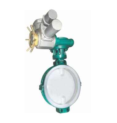 Cina La valvola a farfalla allineata PTFE elettrica CF8 ha flangiato uso chimico del fluoro di stile in vendita
