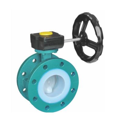 Cina PTFE pieno ha allineato tipo uso petrochimico della flangia della valvola a farfalla il doppio 80mm in vendita