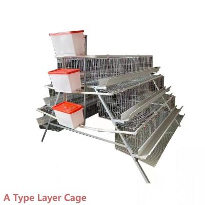 China Hot Galvanized 3 Tiers 4 Tiers High Top A Type Layer Cage Chicken Brooder Box for Poultry Farming for sale