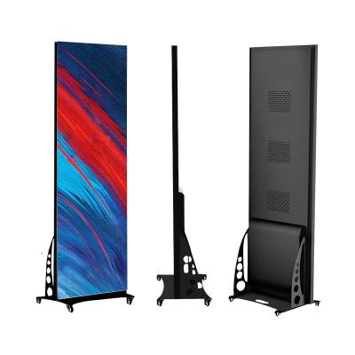 China Height Adjustable Portable Indoor Led Poster WIFI USB Control Standing Led Poster Display 1920X640mm Portable Led Poster Screen for sale