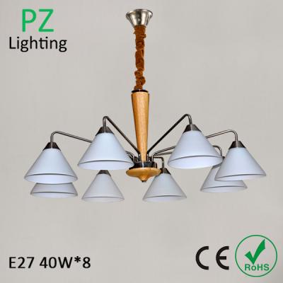 China 2014 newest wooden pendant lamp glass shade chrome lighting CE/ROHS made in China for sale