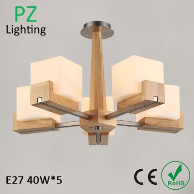 China Hot sell Modern wooden lamp 3/5/8 arms wooden ceiling lamp made in Zhongshan China for sale